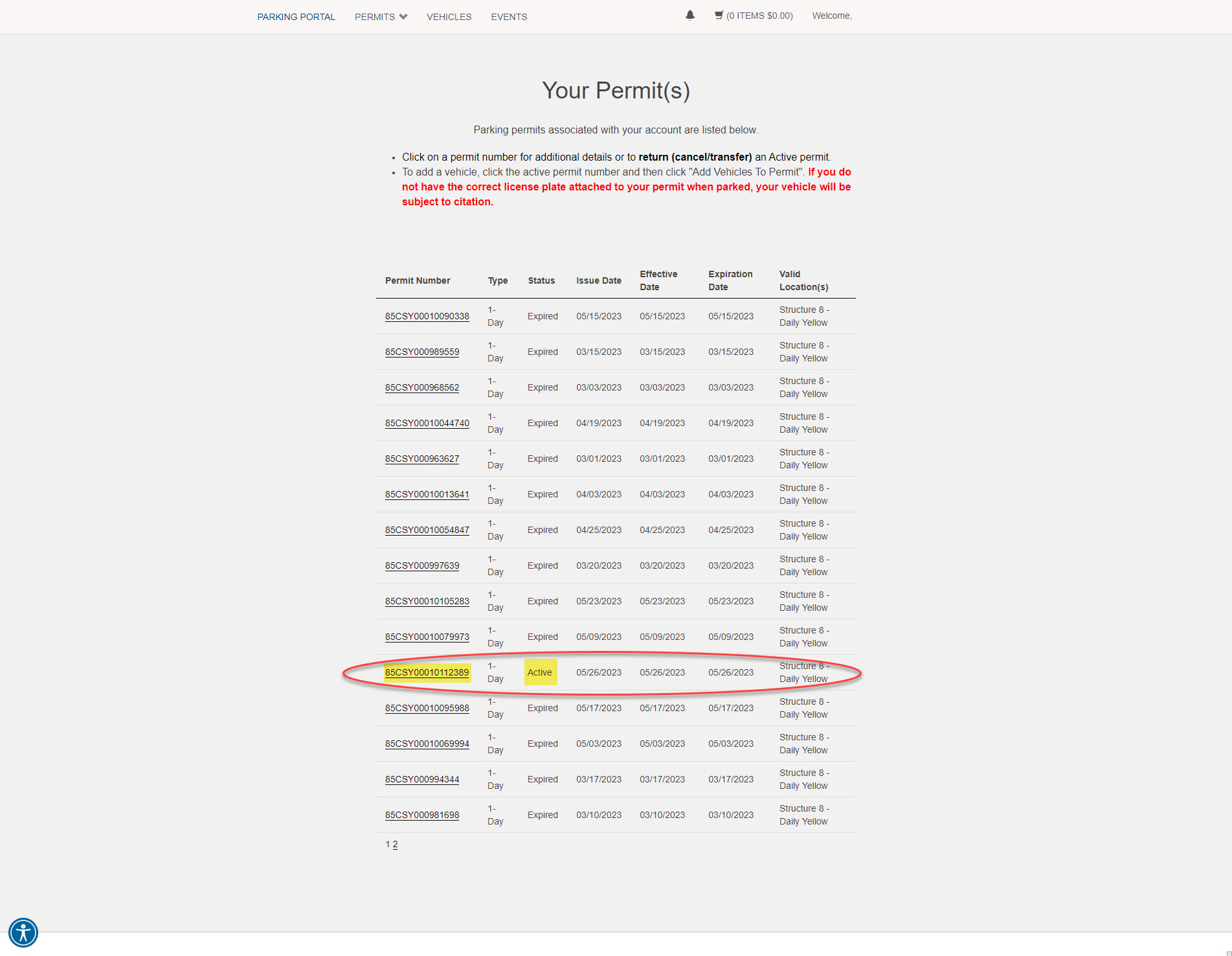 Adding a Vehicle to an ePermit