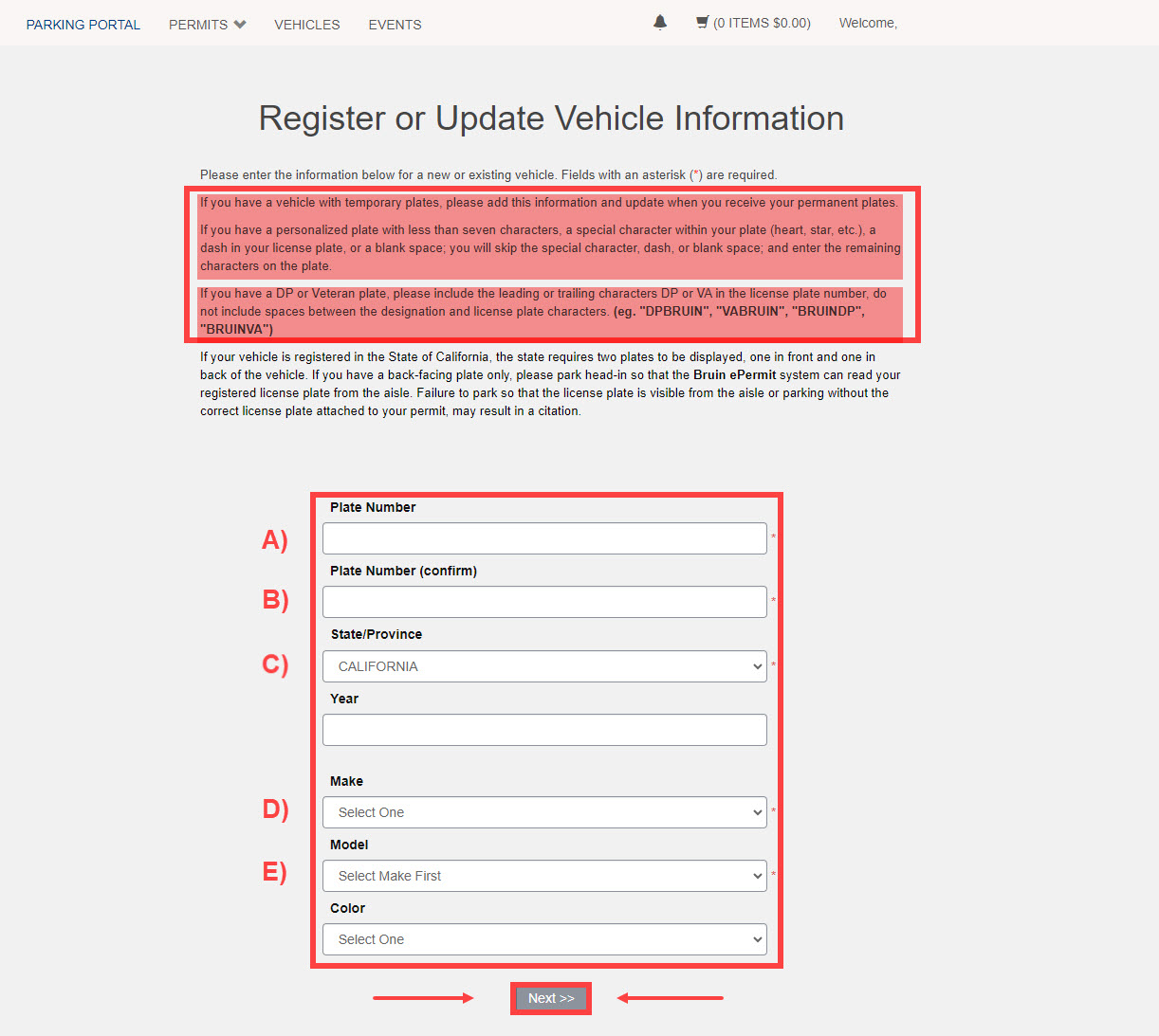 Adding a Vehicle to an ePermit