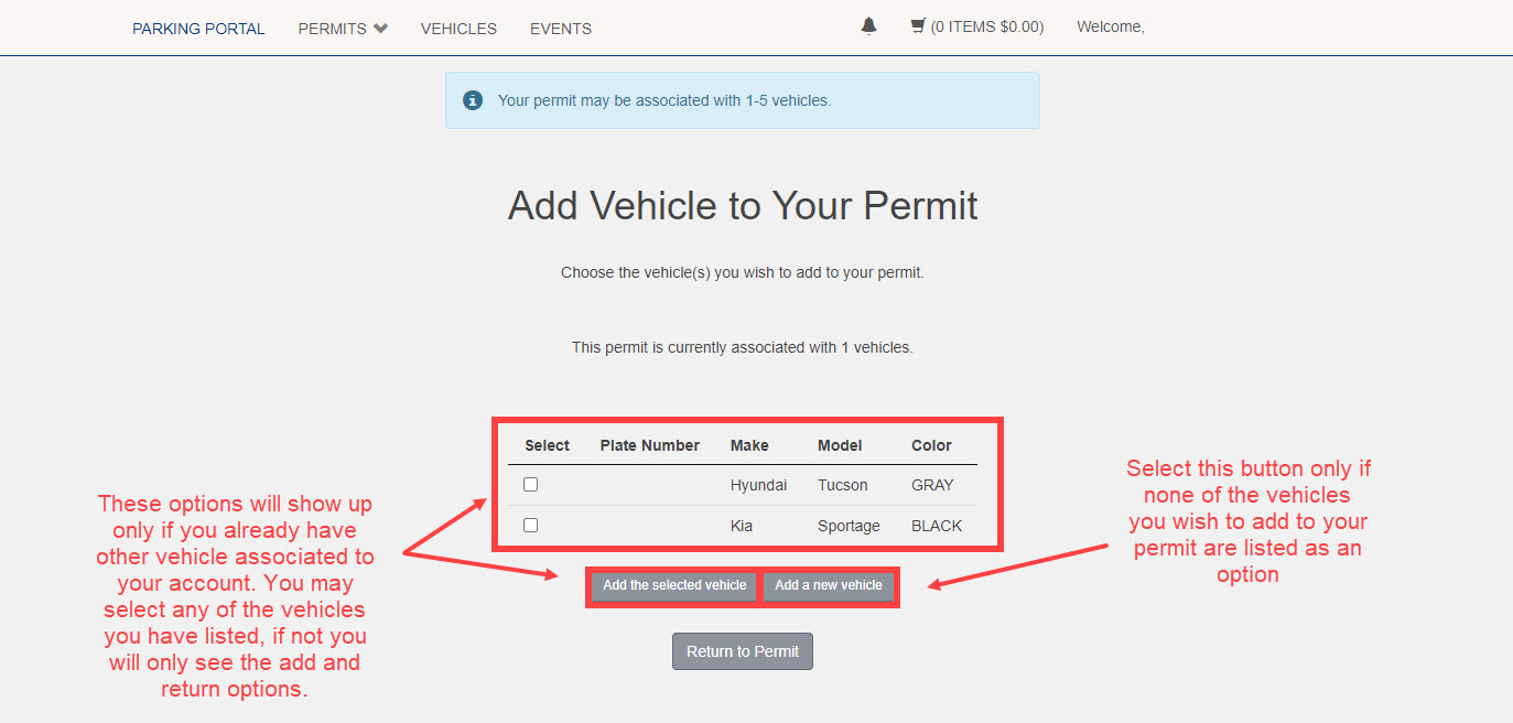 Adding a Vehicle to an ePermit